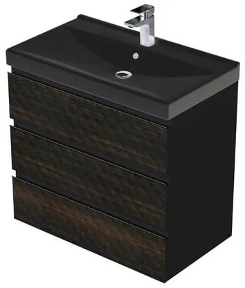 Koupelnová skříňka s umyvadlem SAT Cube Way 80x76,5x46 cm dub wellington mat CUBE3D46803ZHVERB