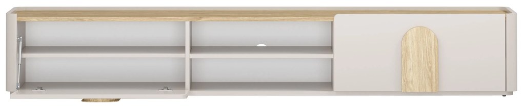 TV stolek Amilio 220 cm - kašmírová / dub olejovaný / úchytky dub světlý