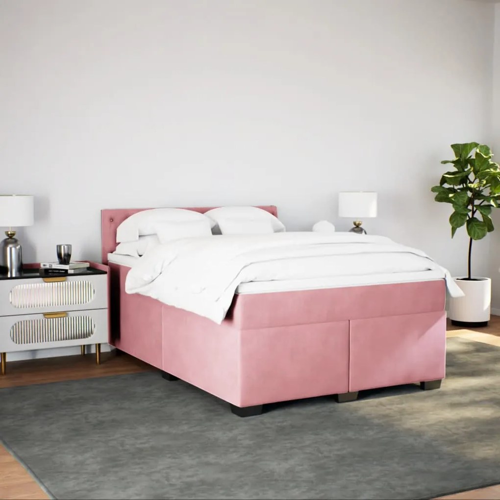 Box spring postel s matrací růžová 140x190 cm samet 3288617