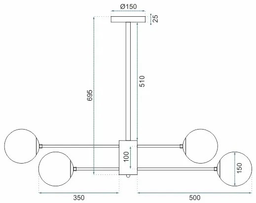 Stropní kovové svítidlo Industrial 6 APP262-6C černé