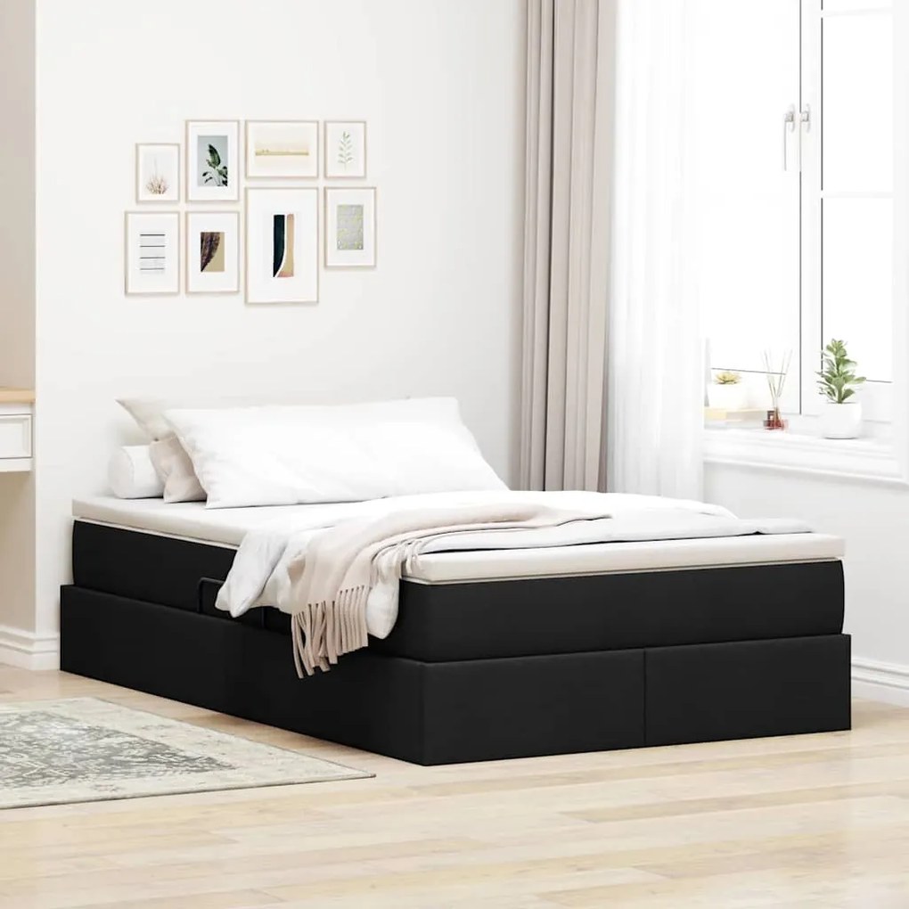 Postel s úložným prostorem a matrací Černá 120 x 200 cm 3370220
