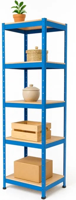 Regál 180x40x40 cm lakovaný 5-policový, nosnost 875 kg - modrý - 2ks