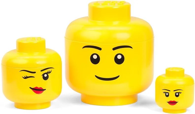 Žlutý úložný box ve tvaru hlavy LEGO® Winky, ⌀ 16,3 cm