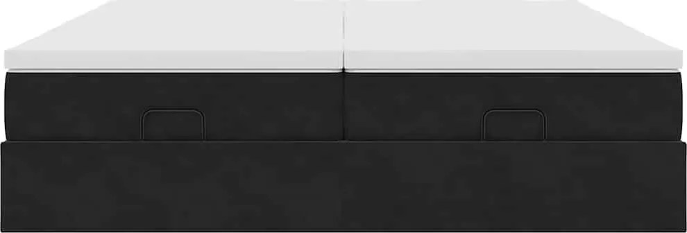 Osmanský rám postele s matrací černý 200x200cm samet 3311269