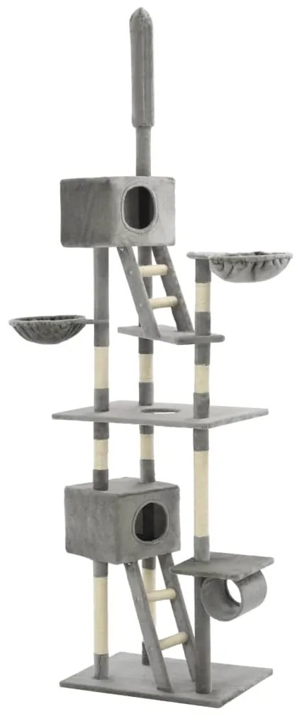 Škrabadlo pro kočky se sisalovými sloupky 230–260 cm šedé 170522