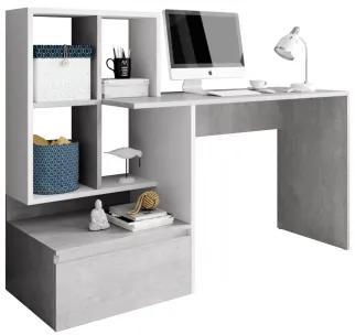 PC stůl NEREO beton/bílý mat