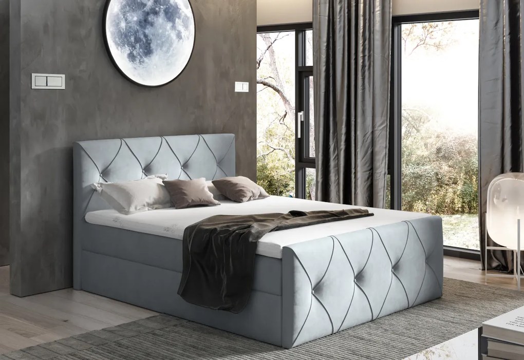 Expedo Čalouněná postel boxspring DIAMOND LUX + topper, 140x200, mat velvet 85