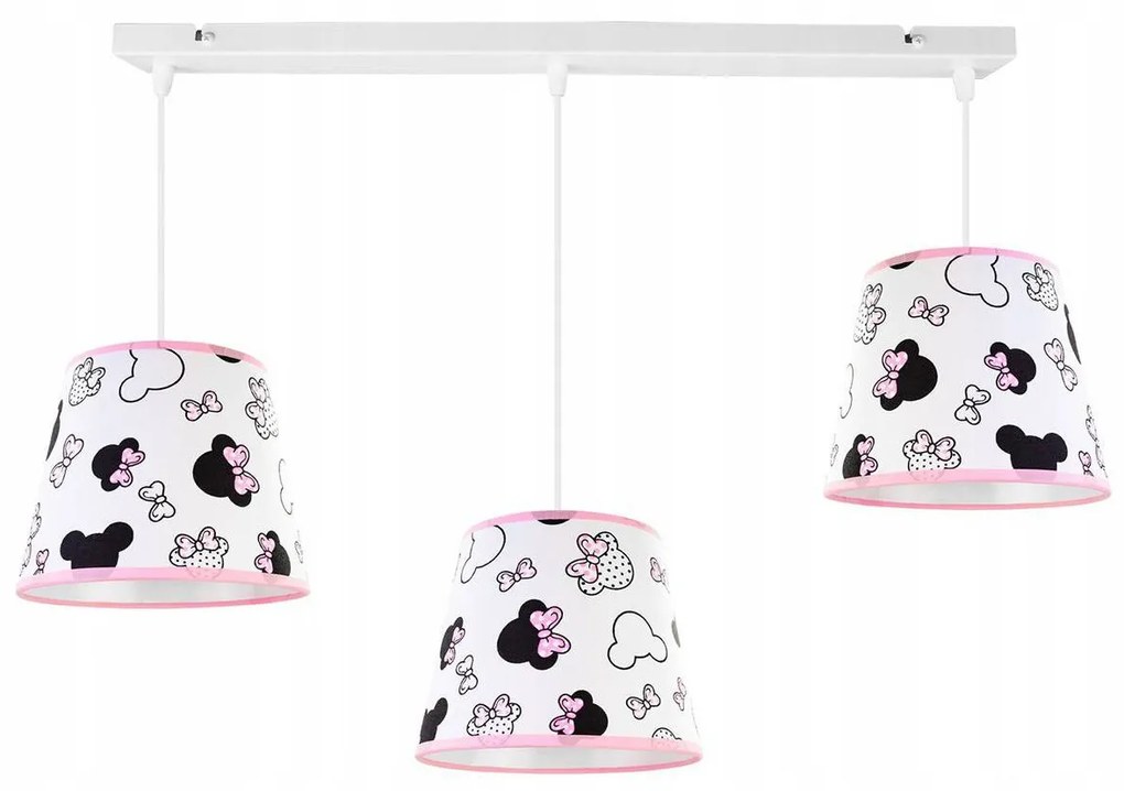 Dětské závěsné svítidlo Minnie, 3x textilní stínítko se vzorem, s
