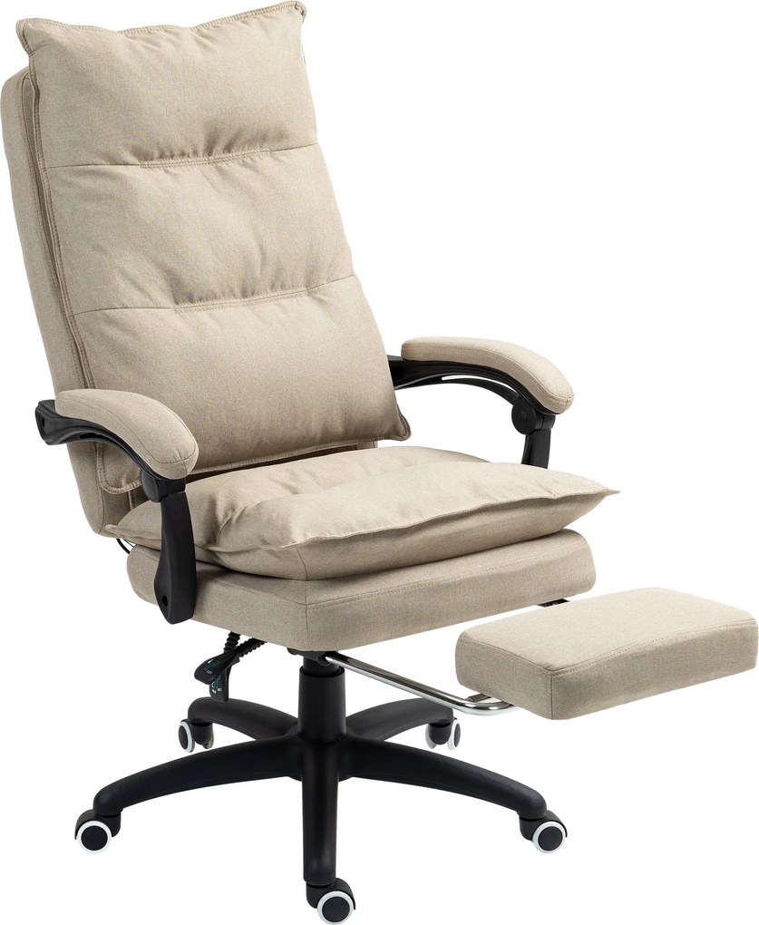 Masážní kancelářská židle Vinsetto, ergonomická židle s nastavitelnou výškou, sklápěcí opěradlo, vestavěný podnožník, ovládání pomocí kabelového ovla…