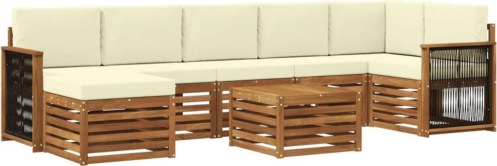 Venkovní pohovková souprava 7 ks Přirozená a Krémová 3384651