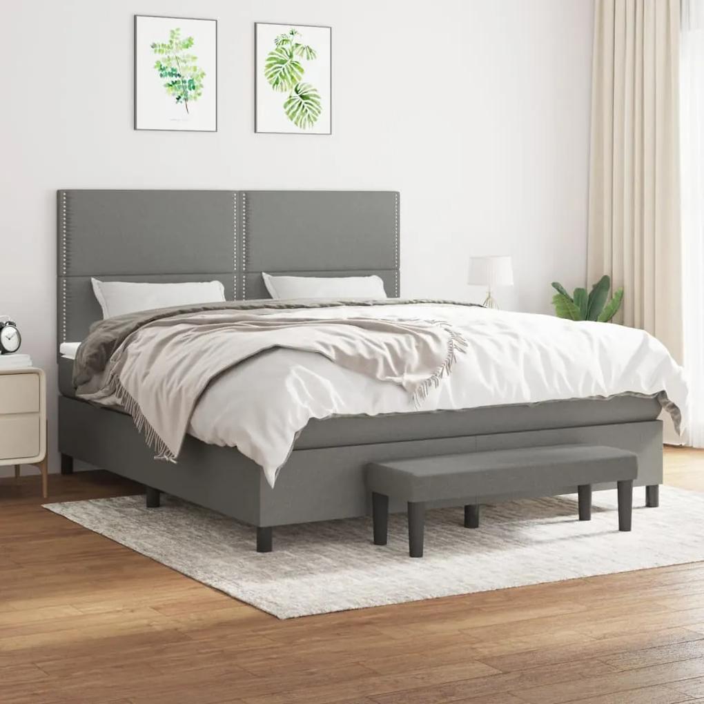 Box spring postel s matrací tmavě šedá 160x200 cm textil,  3136526