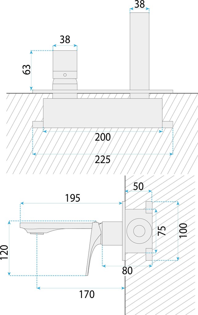 Rea Joe, podomítková umyvadlová baterie + BOX, zlatá matná, REA-B3620