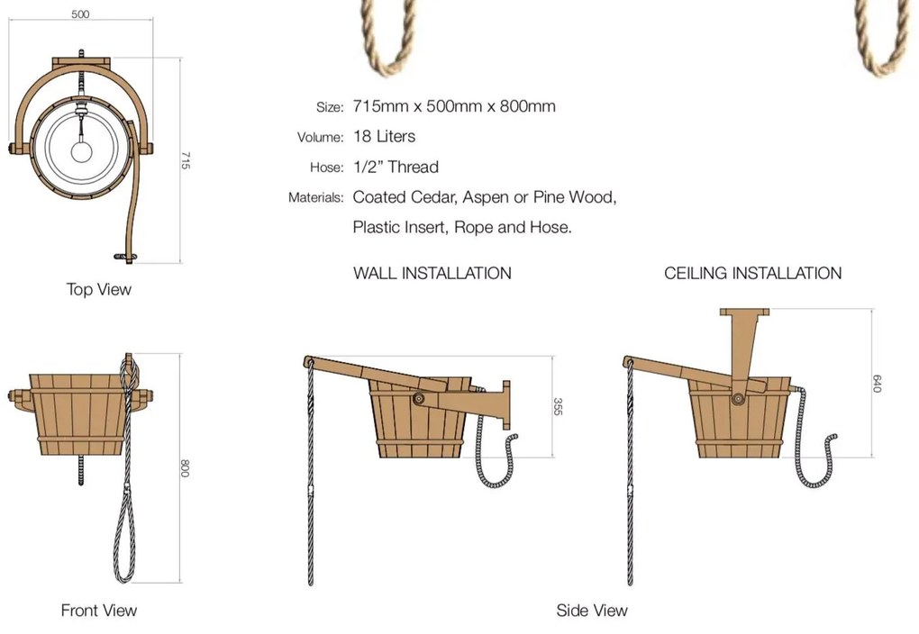 Sawo polévací vědro do sauny cedr