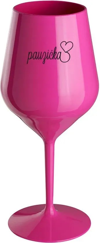PAUZIČKA - růžová nerozbitná sklenice na víno 470 ml