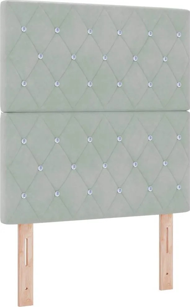 Postel s boxspringem s čelo Světle šedá 80 x 200 cm samet 3344837