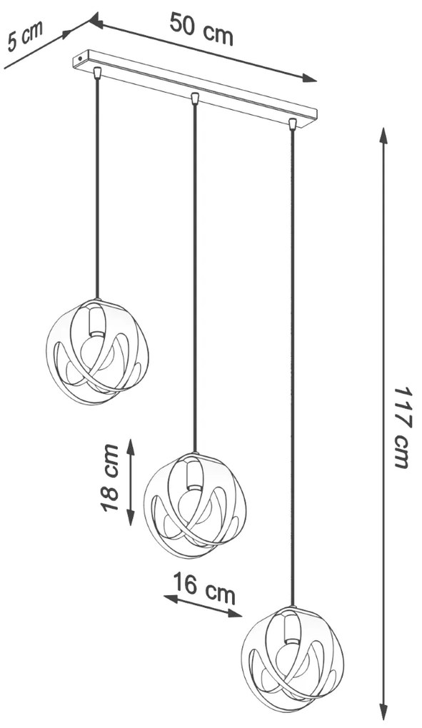 Závěsné svítidlo Tulos 3l, 3x bílé kovové stínítko