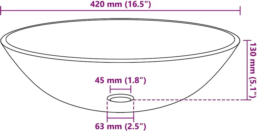 Umyvadlo z tvrzeného skla 42 cm matné 142230
