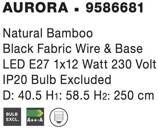 Nova Luce Závěsné svítidlo AURORA, ratan, E27 1x12W Barva: Hnědá