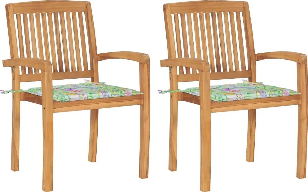 vidaXL Zahradní židle 2 ks podušky masivní teakové dřevo [3063264] Barva: Červená