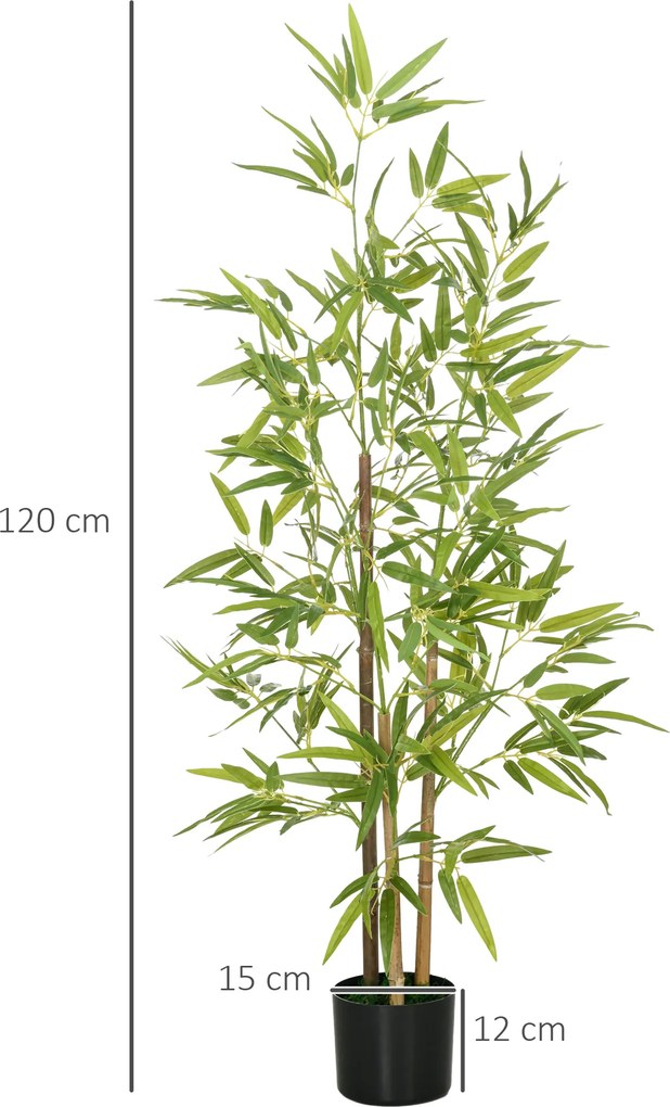 Umělý bambusový strom HOMCOM 120 cm s květináčem, vnitřní dekorace, velmi realistický