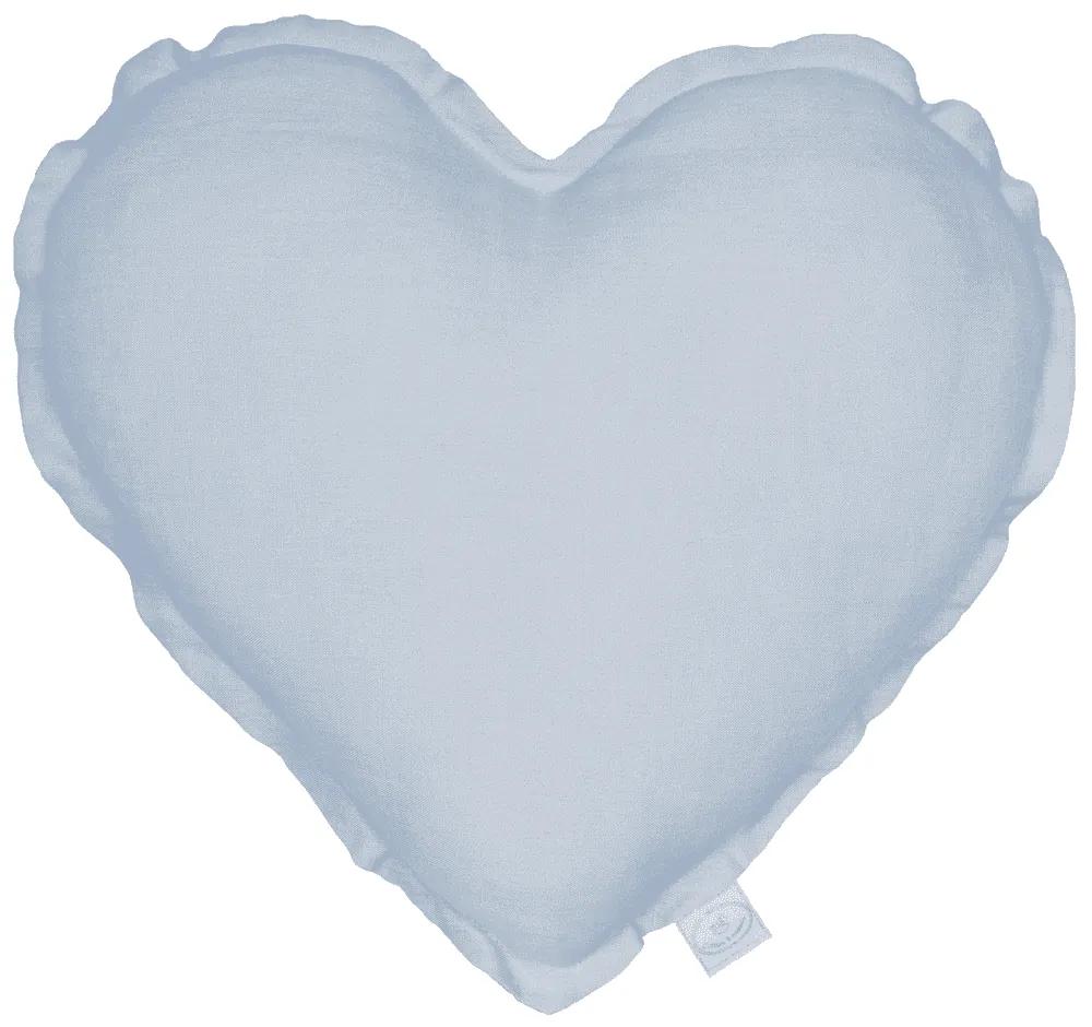 Lněný polštář srdce světle modrý 44cm
