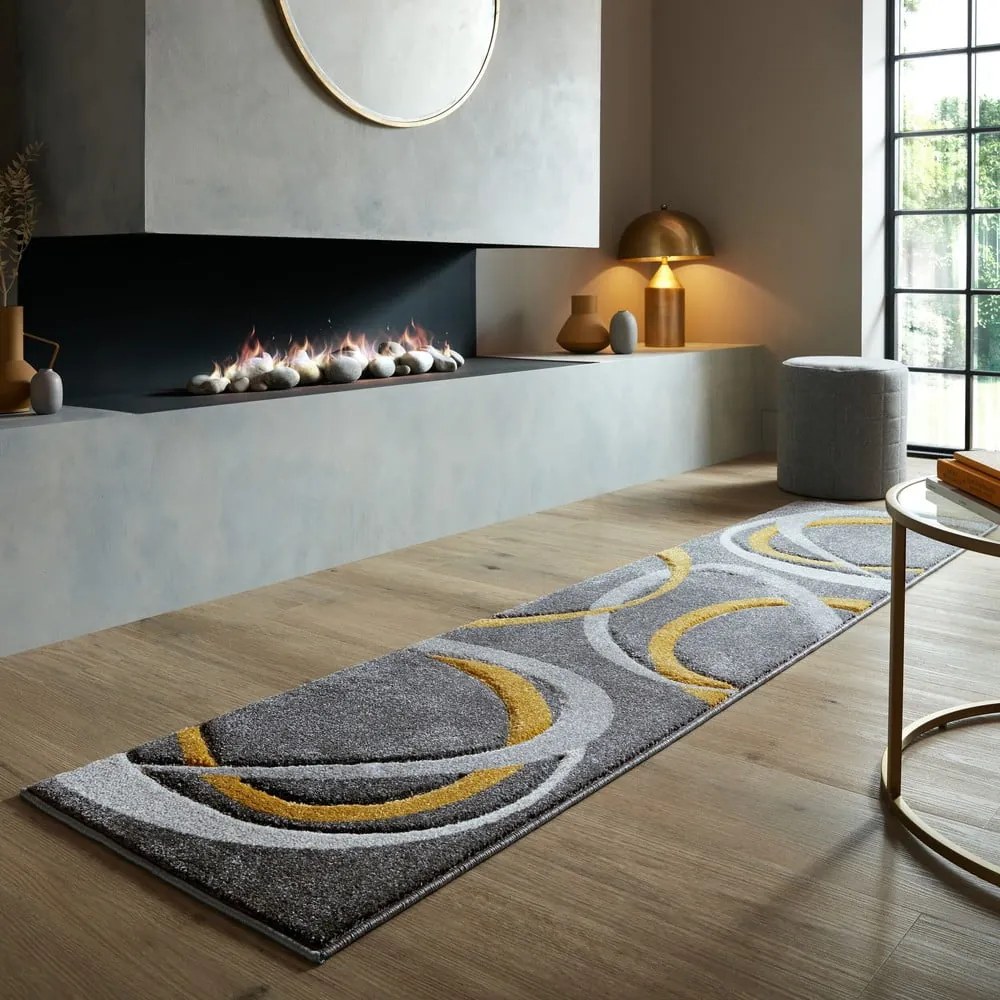 Okrově žluto-šedý běhoun 60x230 cm Elude Orb – Flair Rugs