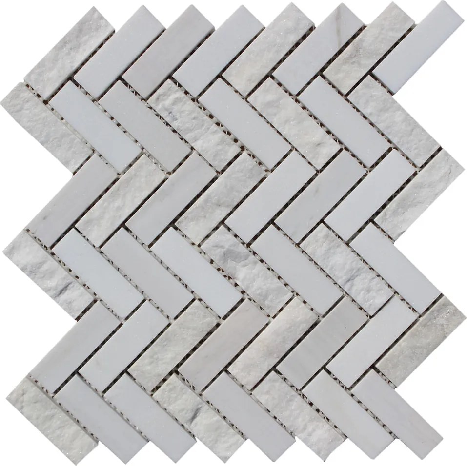 ALFIstone Kamenná mozaika z mramoru, Herringbone white and wooden vein, 31,4 x 31,3 x 0,9 cm, NH212 VZOREK