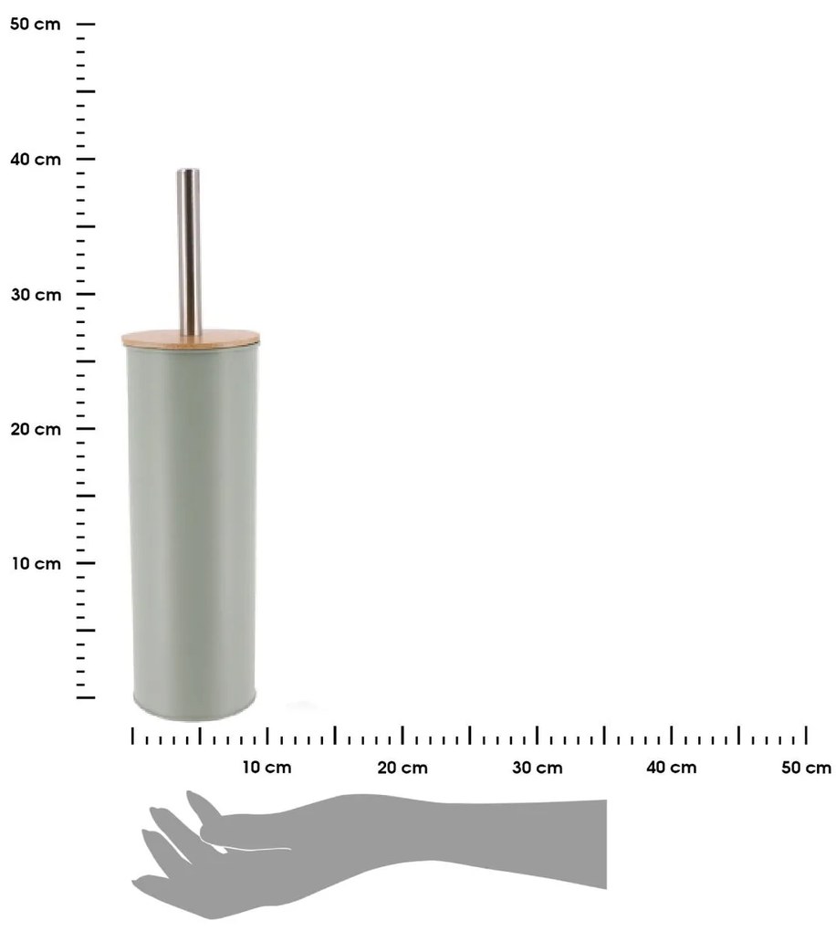 WC kartáč Timeless, mátová/s dřevěnými a chromovými prvky