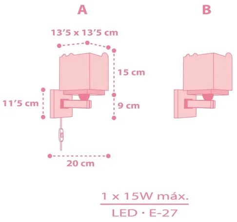Dalber 63119S - Dětské nástěnné svítidlo JUNGLE 1xE27/15W/230V růžová