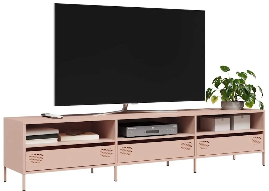 TV skříňka růžová 202 x 39 x 43,5 cm ocel válcovaná za studena