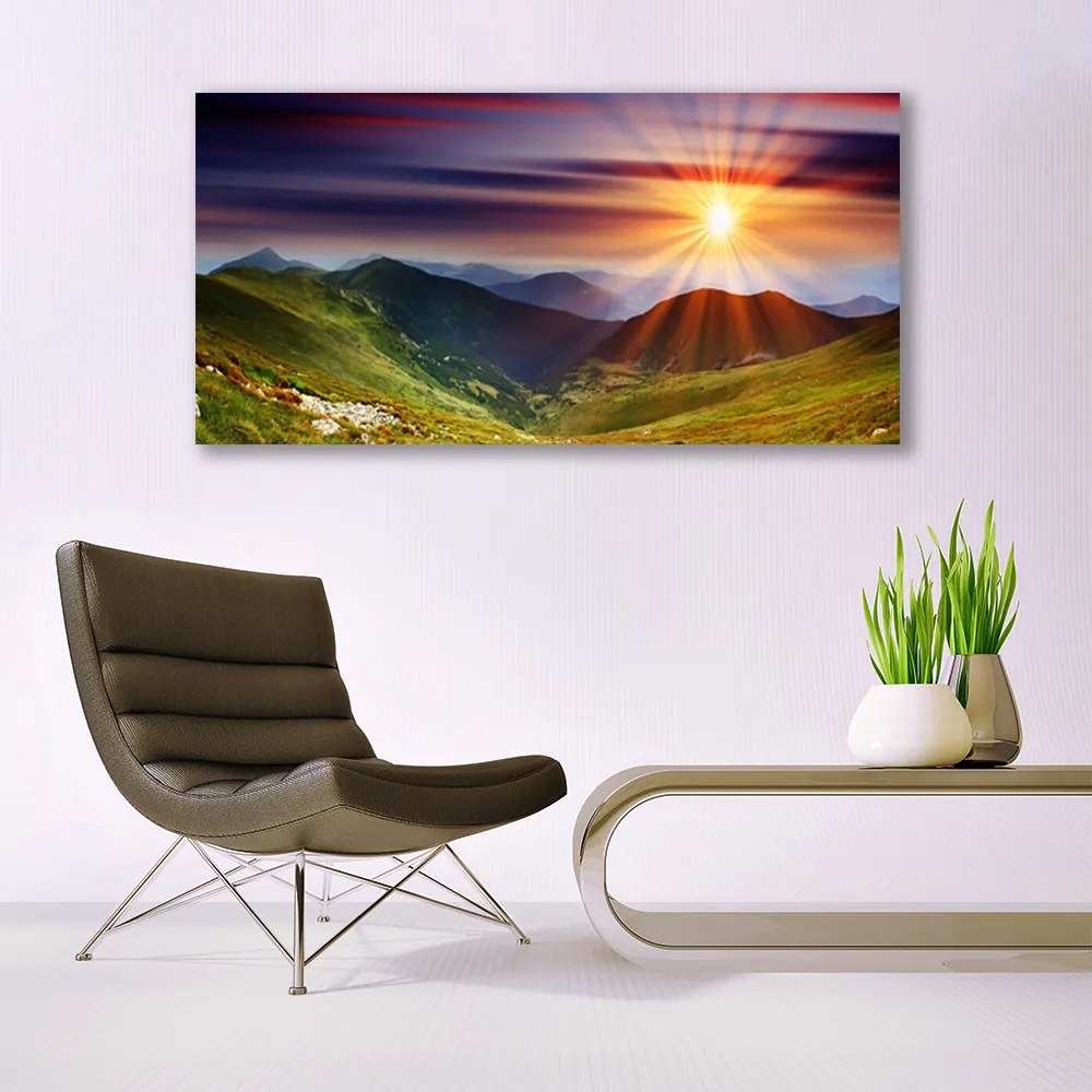 Plexisklo-obraz Hory Západ Slunce Krajina 120x60 cm