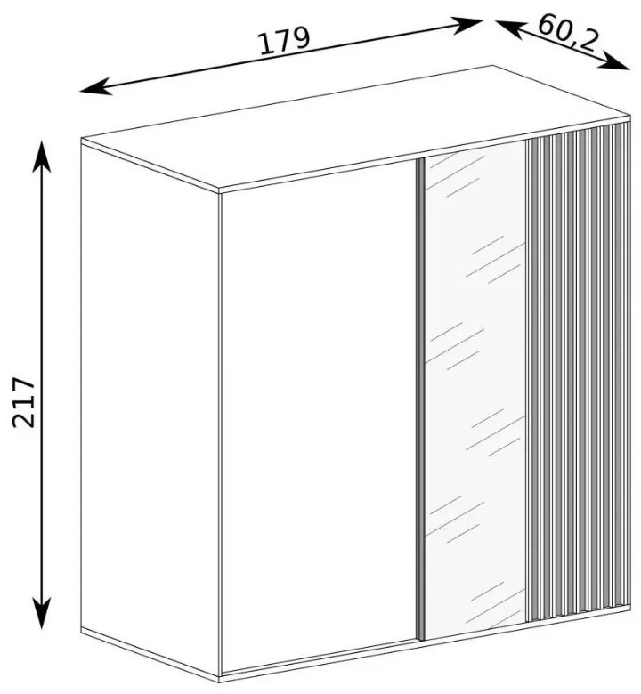 Šatní skříň Moderno se zrcadlem 179 cm dub Artisan