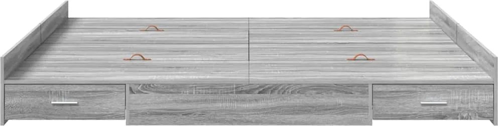 Rám postele s úložným prostorem s čelo Šedá Sonoma 200 x 200 cm 3335266