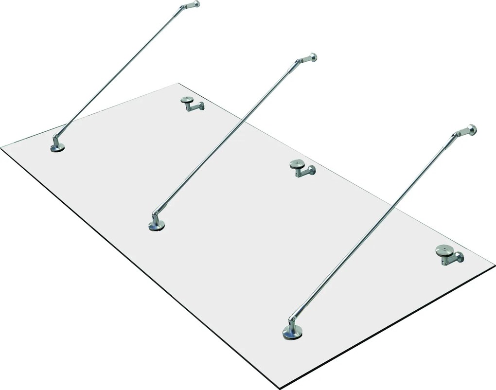 HOMCOM stříška skleněná stříška dveří z tvrzeného skla (ESG) nerezová ocel čiré sklo 3 velikosti (200x90cm) (L) | Aosom