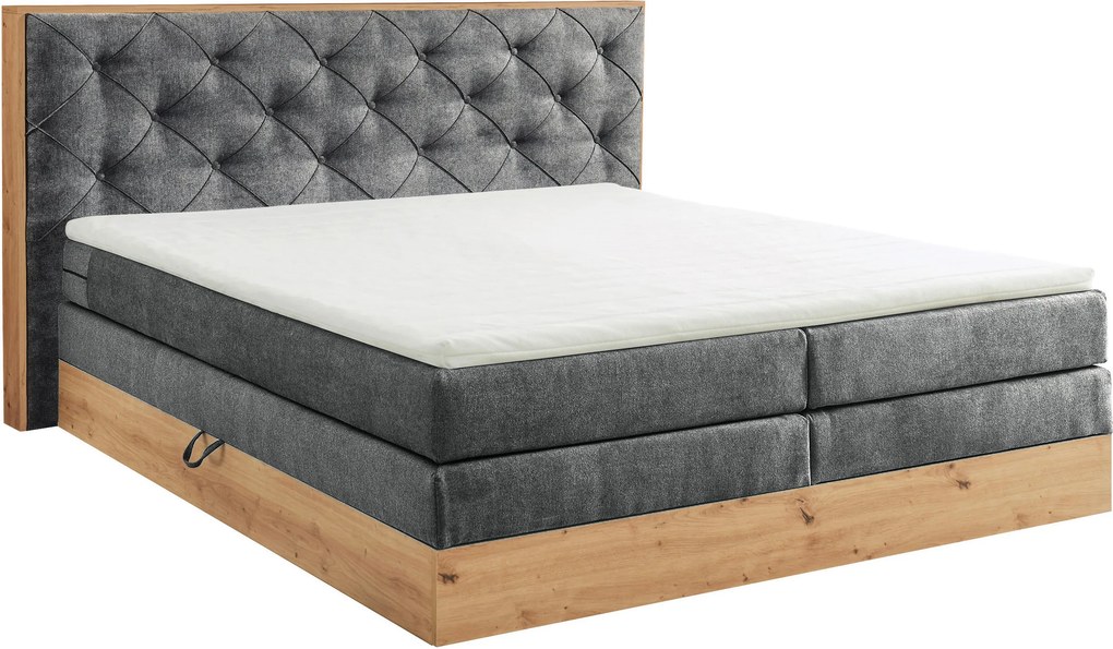 XXXLutz POSTEL BOXSPRING, 180/200 cm, antracitová, přírodní barvy Esposa - Manželské postele - 002220039803