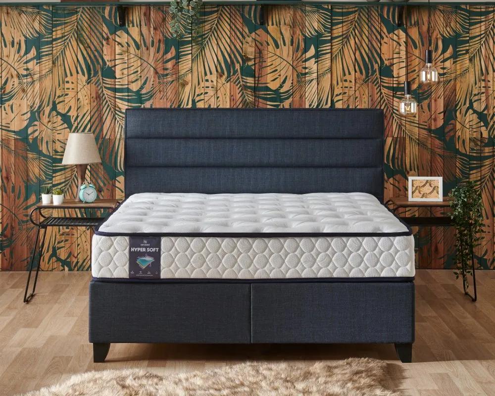 Čalouněná postel HYPERSOFT- modrá 200 × 200 cm