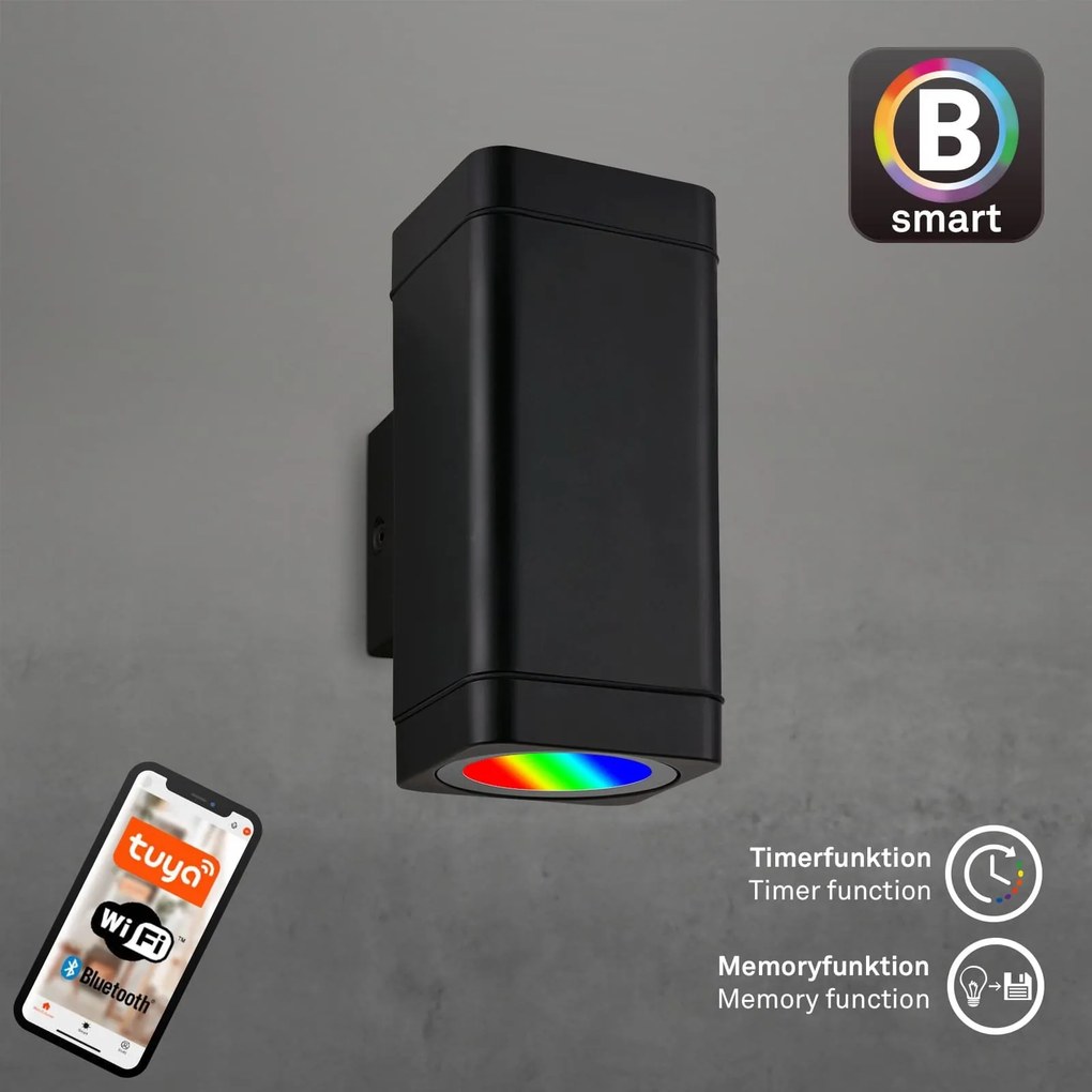 BRILO 3675-025 LED venkovní nástěnné svítidlo. 15,5 cm, 2x LED modul, 8,5 W, 350 lm, černá - BRILO