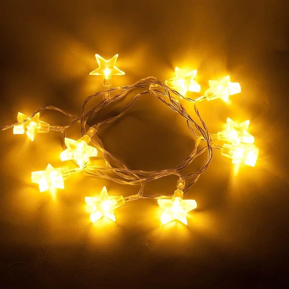 LED světelný řetěz na baterie hvězdy, teple bílá, 1,8 m