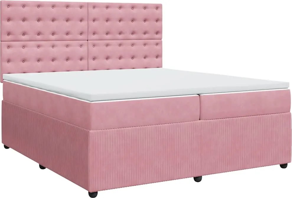 Box spring postel s matrací růžová 200x200 cm samet 3294747