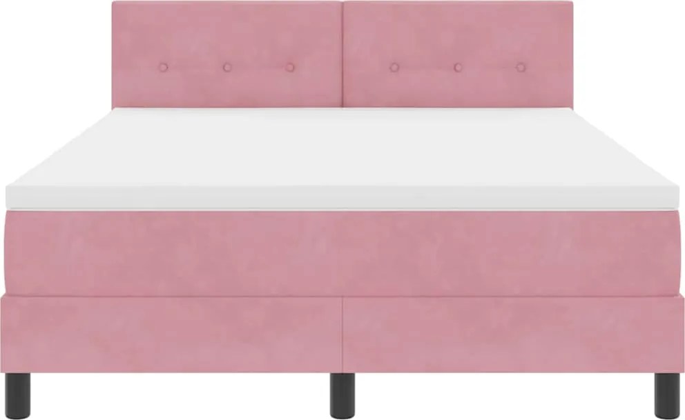 Postel s boxspringem s čelo Růžová 140 x 200 cm samet 3339181