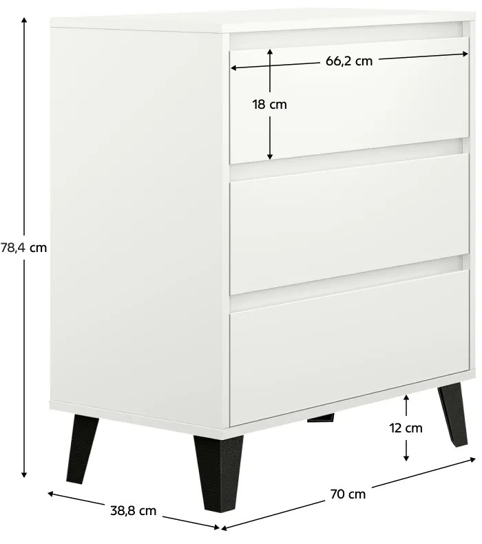 Kondela Komoda, bílá, BOGAN NEW 3S70