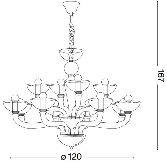 Ideal Lux - Lustr na řetězu CASANOVA 16xE14/40W/230V pr. 120 cm šedá