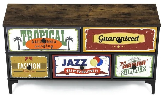 Retro komoda LINEA - old wood / MDF Barva: Vícebarevná