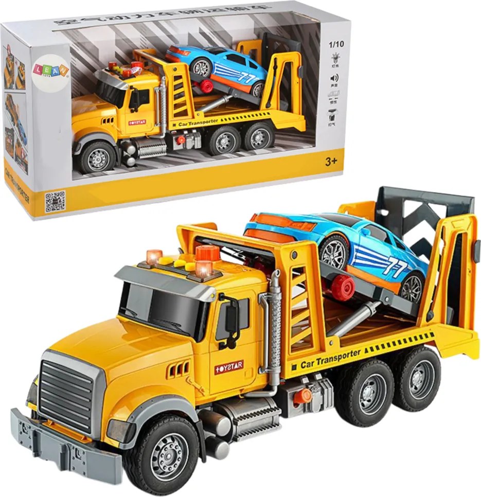 LEAN Toys Odtahovka – silniční pomoc, auto 2 v 1, nastavitelná, světla, zvuky