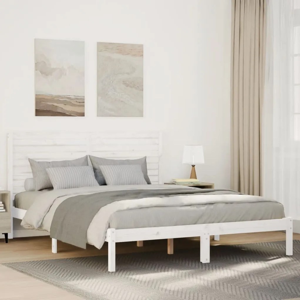 Prodloužený rám postele bez matrace bílý 140 x 210 cm masiv 3309300