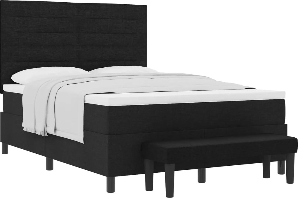 Postel s boxspringem s čelo Černá 140 x 190 cm textil 3343990