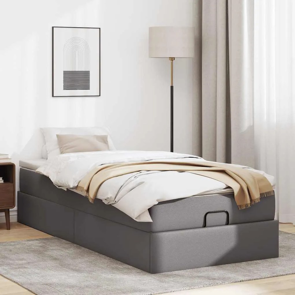 Osmanský rám postele s matrací šedá 80x200cm umělá kůže 3311009
