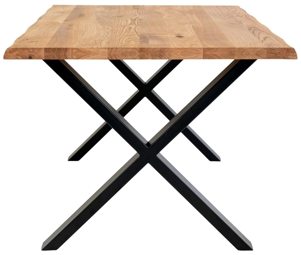 Dubový jídelní stůl Tamko z masivu 300 cm, přírodní/černá