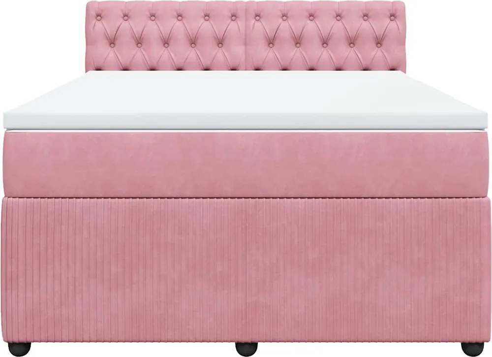 Box spring postel s matrací růžová 160x200 cm samet 3290093