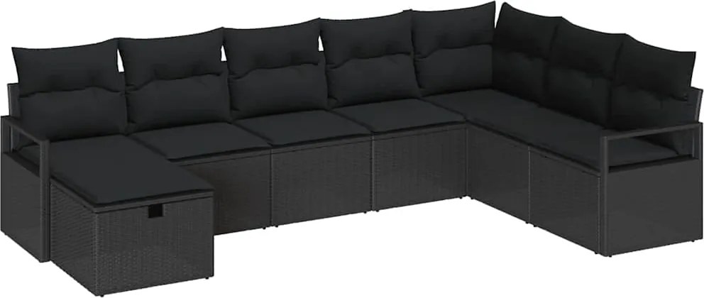 Set pohovek 8 ks 8-Počet míst Černá polyratan 3359232